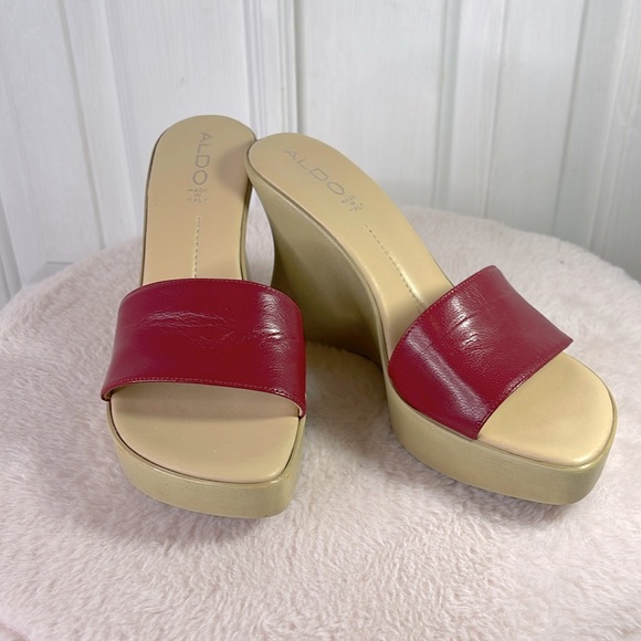 Aldo | Shoes | Aldo Platform Sandals Red And Cream Color | Poshmark
